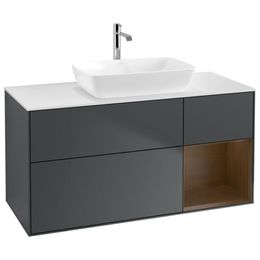 Villeroy & Boch Villeroy und Boch Finion Waschtischunterschrank G831GNHG 120cm, Abdeckplatte white matt, Emotion, Regale Walnut Veneer, Midnight Blue Matt Lacquer