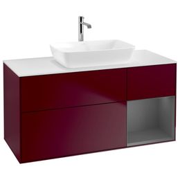 Villeroy & Boch Villeroy und Boch Finion Waschtischunterschrank G831GKHB 120cm, Abdeckplatte white matt, Emotion, Regale Anthracite matt lacquer, Peony Matt