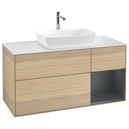 Villeroy & Boch Villeroy und Boch Finion Waschtischunterschrank G831HGPC 120cm, Abdeckplatte white matt, Emotion, Regale Midnight matt lacquer, Oak Veneer