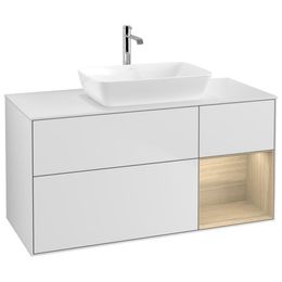 Villeroy & Boch Villeroy und Boch Finion Waschtischunterschrank G831PCMT 120cm, Abdeckplatte white matt, Emotion, Regale Oak Veneer, White matt lacquer