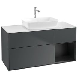 Villeroy & Boch Villeroy und Boch Finion Waschtischunterschrank G831PDHG 120cm, Abdeckplatte white matt, Emotion, Regale Black matt lacquer, Midnight Blue Matt Lacquer