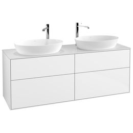 Villeroy & Boch Villeroy und Boch Finion Waschtischunterschrank F96100GF 160x60,3cm, Abdeckplatte white matt, Glossy white lacquer