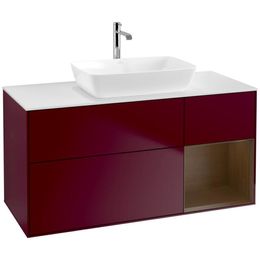 Villeroy & Boch Villeroy und Boch Finion Waschtischunterschrank F831GNHB 120cm, Abdeckplatte white matt, Regale Walnut Veneer, Peony Matt