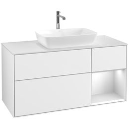 Villeroy & Boch Villeroy und Boch Finion Waschtischunterschrank F831MTGF 120cm, Abdeckplatte white matt, Regale White matt lacquer, Glossy white lacquer