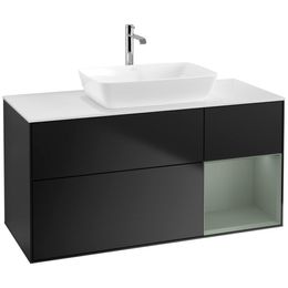 Villeroy & Boch Villeroy und Boch Finion Waschtischunterschrank F831GMPD 120cm, Abdeckplatte white matt, Regale Olive matt lacquer, Black matt lacquer