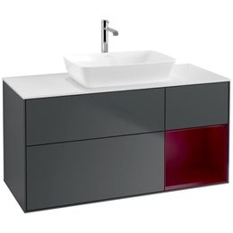Villeroy & Boch Villeroy und Boch Finion Waschtischunterschrank F831HBHG 120cm, Abdeckplatte white matt, Regale Peony matt lacquer, Midnight Blue Matt Lacquer