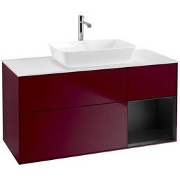 Villeroy & Boch Villeroy und Boch Finion Waschtischunterschrank F831PDHB 120cm, Abdeckplatte white matt, Regale Black matt lacquer, Peony Matt