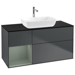 Villeroy & Boch Villeroy und Boch Finion Waschtischunterschrank G822GMHG 120cm, Abdeckplatte black matt, Emotion, Regale Olive matt lacquer, Midnight Blue Matt Lacquer
