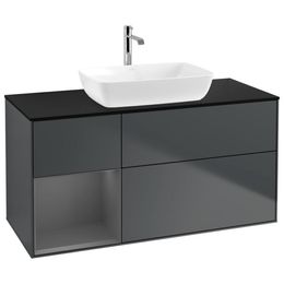 Villeroy & Boch Villeroy und Boch Finion Waschtischunterschrank G822GKHG 120cm, Abdeckplatte black matt, Emotion, Regale Anthracite matt lacquer, Midnight Blue Matt Lacquer