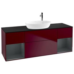 Villeroy & Boch Villeroy und Boch Finion Waschtischunterschrank F982HGHB 160cm, Abdeckplatte black matt, Regale Midnight matt lacquer, Peony Matt