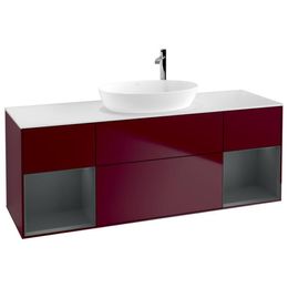 Villeroy & Boch Villeroy und Boch Finion Waschtischunterschrank F981HGHB 160cm, Abdeckplatte white matt, Regale Midnight matt lacquer, Peony Matt