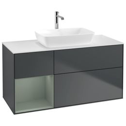Villeroy & Boch Villeroy und Boch Finion Waschtischunterschrank G821GMHG 120cm, Abdeckplatte white matt, Emotion, Regale Olive matt lacquer, Midnight Blue Matt Lacquer