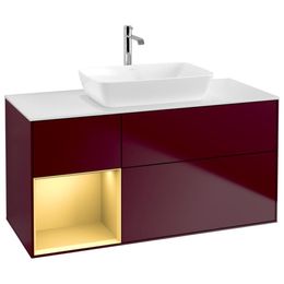 Villeroy & Boch Villeroy und Boch Finion Waschtischunterschrank G821HFHB 120cm, Abdeckplatte white matt, Emotion, Regale Gold matt lacquer, Peony Matt