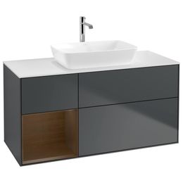 Villeroy & Boch Villeroy und Boch Finion Waschtischunterschrank G821GNHG 120cm, Abdeckplatte white matt, Emotion, Regale Walnut Veneer, Midnight Blue Matt Lacquer