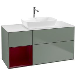 Villeroy & Boch Villeroy und Boch Finion Waschtischunterschrank G821HBGM 120cm, Abdeckplatte white matt, Emotion, Regale Peony matt lacquer, Olive Matt Lacquer