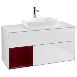 Villeroy & Boch Villeroy und Boch Finion Waschtischunterschrank G821HBMT 120cm, Abdeckplatte white matt, Emotion, Regale Peony matt lacquer, White matt lacquer