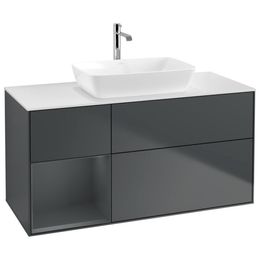 Villeroy & Boch Villeroy und Boch Finion Waschtischunterschrank G821HGHG 120cm, Abdeckplatte white matt, Emotion, Regale Midnight matt lacquer, Midnight Blue Matt Lacquer