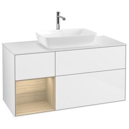 Villeroy & Boch Villeroy und Boch Finion Waschtischunterschrank G821PCGF 120cm, Abdeckplatte white matt, Emotion, Regale Oak Veneer, Glossy white lacquer