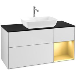 Villeroy & Boch Villeroy und Boch Finion Waschtischunterschrank F832HFMT 120cm, Abdeckplatte black matt, Regale Gold matt lacquer, White matt lacquer