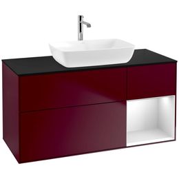 Villeroy & Boch Villeroy und Boch Finion Waschtischunterschrank F832MTHB 120cm, Abdeckplatte black matt, Regale White matt lacquer, Peony Matt
