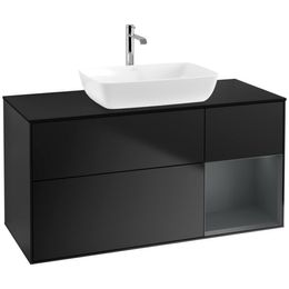Villeroy & Boch Villeroy und Boch Finion Waschtischunterschrank F832HGPD 120cm, Abdeckplatte black matt, Regale Midnight matt lacquer, Black matt lacquer