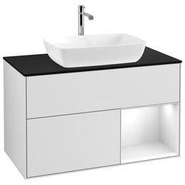 Villeroy & Boch Villeroy und Boch Finion Waschtischunterschrank G782GFMT 100cm, Abdeckplatte black matt, Emotion, Regale Glossy white lacquer, White matt lacquer