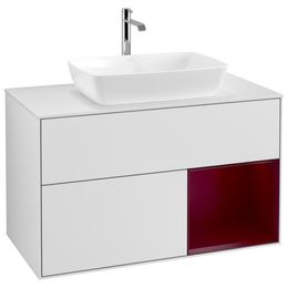 Villeroy & Boch Villeroy und Boch Finion Waschtischunterschrank G781HBMT 100cm, Abdeckplatte white matt, Emotion, Regale Peony matt lacquer, White matt lacquer
