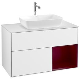 Villeroy & Boch Villeroy und Boch Finion Waschtischunterschrank G781HBGF 100cm, Abdeckplatte white matt, Emotion, Regale Peony matt lacquer, Glossy white lacquer