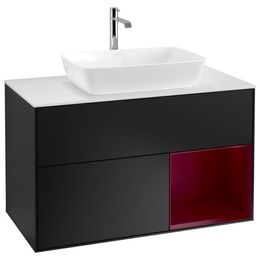 Villeroy & Boch Villeroy und Boch Finion Waschtischunterschrank G781HBPD 100cm, Abdeckplatte white matt, Emotion, Regale Peony matt lacquer, Black matt lacquer