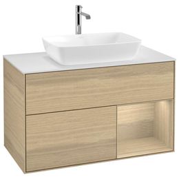 Villeroy & Boch Villeroy und Boch Finion Waschtischunterschrank G781PCPC 100cm, Abdeckplatte white matt, Emotion, Regale Oak Veneer, Oak Veneer