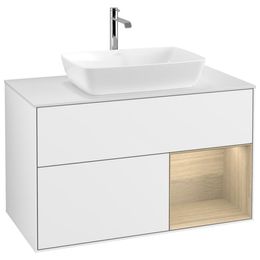 Villeroy & Boch Villeroy und Boch Finion Waschtischunterschrank G781PCGF 100cm, Abdeckplatte white matt, Emotion, Regale Oak Veneer, Glossy white lacquer