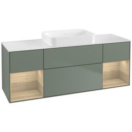 Villeroy & Boch Villeroy und Boch Finion Waschtischunterschrank G741PCGM 160x60,3x50,1cm, Regale Oak Veneer, Olive Matt Lacquer