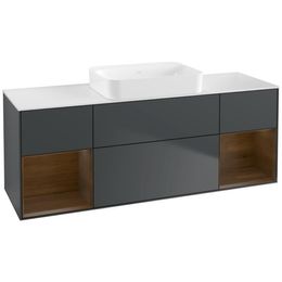 Villeroy & Boch Villeroy und Boch Finion Waschtischunterschrank G741GNHG 160x60,3x50,1cm, Regale Walnut veneer, Midnight Blue Matt Lacquer