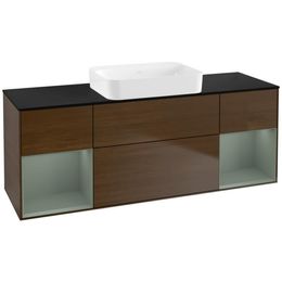 Villeroy & Boch Villeroy und Boch Finion Waschtischunterschrank G742GMGN 160x60,3x50,1cm, Regale Olive matt lacquer, Walnut veneer
