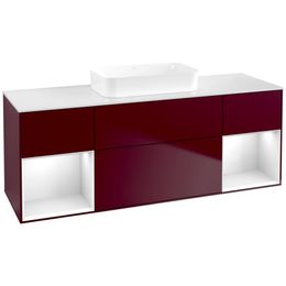 Villeroy & Boch Villeroy und Boch Finion Waschtischunterschrank F741GFHB 160x60,3x50,1cm, Regale Glossy white lacquer, Peony Matt