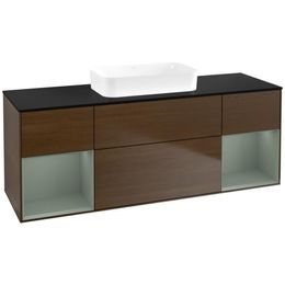 Villeroy & Boch Villeroy und Boch Finion Waschtischunterschrank F742GMGN 160x60,3x50,1cm, Regale Olive matt lacquer, Walnut veneer