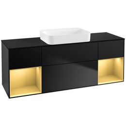 Villeroy & Boch Villeroy und Boch Finion Waschtischunterschrank G742HFPD 160x60,3x50,1cm, Regale Gold matt lacquer, Black matt lacquer