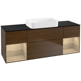 Villeroy & Boch Villeroy und Boch Finion Waschtischunterschrank G742PCGN 160x60,3x50,1cm, Regale Oak Veneer, Walnut veneer