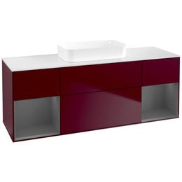 Villeroy & Boch Villeroy und Boch Finion Waschtischunterschrank F741GKHB 160x60,3x50,1cm, Regale Anthracite matt lacquer, Peony Matt