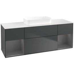 Villeroy & Boch Villeroy und Boch Finion Waschtischunterschrank F741GKHG 160x60,3x50,1cm, Regale Anthracite matt lacquer, Midnight Blue Matt Lacquer