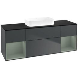Villeroy & Boch Villeroy und Boch Finion Waschtischunterschrank F742GMHG 160x60,3x50,1cm, Regale Olive matt lacquer, Midnight Blue Matt Lacquer