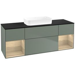 Villeroy & Boch Villeroy und Boch Finion Waschtischunterschrank F742PCGM 160x60,3x50,1cm, Regale Oak Veneer, Olive Matt Lacquer