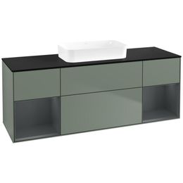 Villeroy & Boch Villeroy und Boch Finion Waschtischunterschrank F742HGGM 160x60,3x50,1cm, Regale Midnight matt lacquer, Olive Matt Lacquer