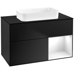 Villeroy & Boch Villeroy und Boch Finion Waschtischunterschrank G662GFPD 100x60,3x50,1cm, Regal rechts Glossy white lacquer, Black matt lacquer