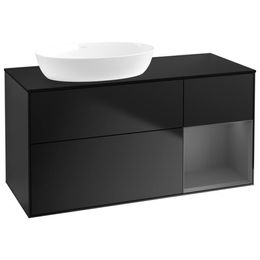 Villeroy & Boch Villeroy und Boch Finion Waschtischunterschrank GA52GKPD 120cm, Abdeckplatte black matt, Emotion, Regale Anthracite matt lacquer, Black matt lacquer