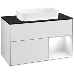 Villeroy & Boch Villeroy und Boch Finion Waschtischunterschrank G662GFMT 100x60,3x50,1cm, Regal rechts Glossy white lacquer, White matt lacquer