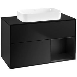 Villeroy & Boch Villeroy und Boch Finion Waschtischunterschrank G662PDPD 100x60,3x50,1cm, Regal rechts Black matt lacquer, Black matt lacquer