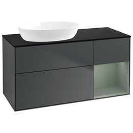 Villeroy & Boch Villeroy und Boch Finion Waschtischunterschrank GA52GMHG 120cm, Abdeckplatte black matt, Emotion, Regale Olive matt lacquer, Midnight Blue Matt Lacquer