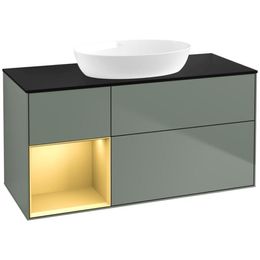 Villeroy & Boch Villeroy und Boch Finion Waschtischunterschrank FA62HFGM 120cm, Abdeckplatte black matt, Regale Gold matt lacquer, Olive Matt Lacquer