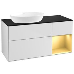 Villeroy & Boch Villeroy und Boch Finion Waschtischunterschrank GA52HFMT 120cm, Abdeckplatte black matt, Emotion, Regale Gold matt lacquer, White matt lacquer